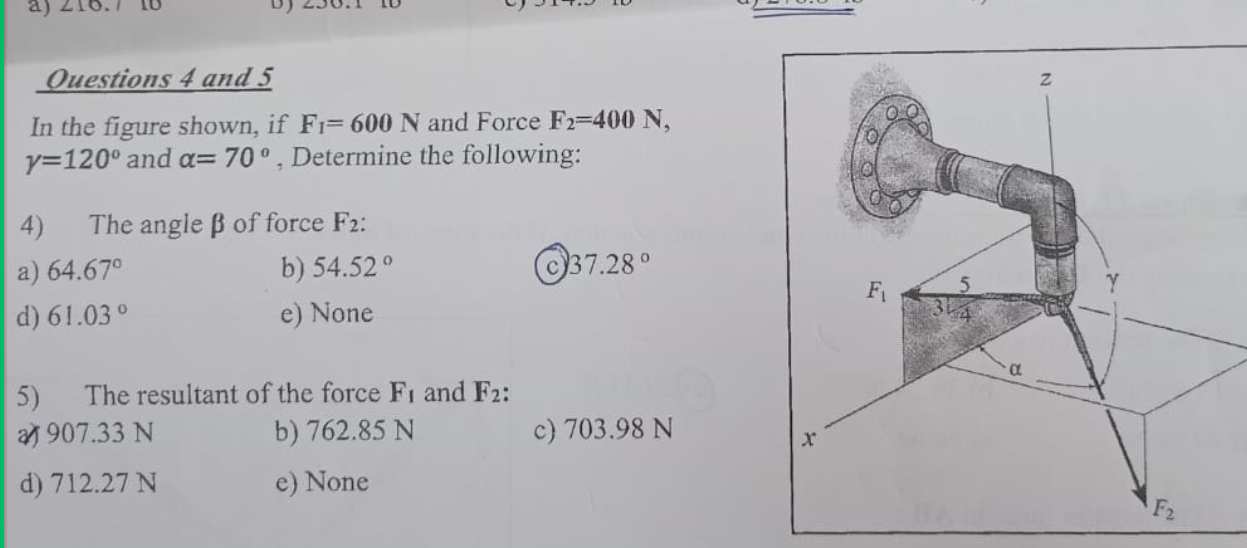 Solved In the figure shown, if F1=600 N and Force F2=400 N, | Chegg.com