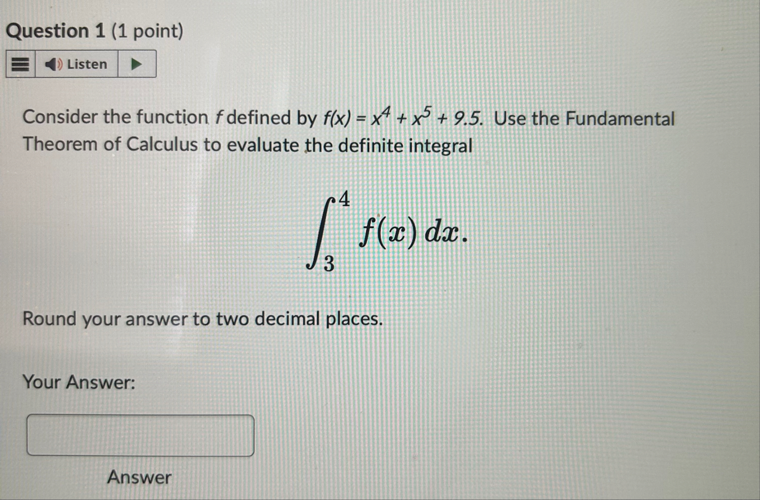 Solved Question 1 (1 ﻿point)Consider the function f ﻿defined | Chegg.com