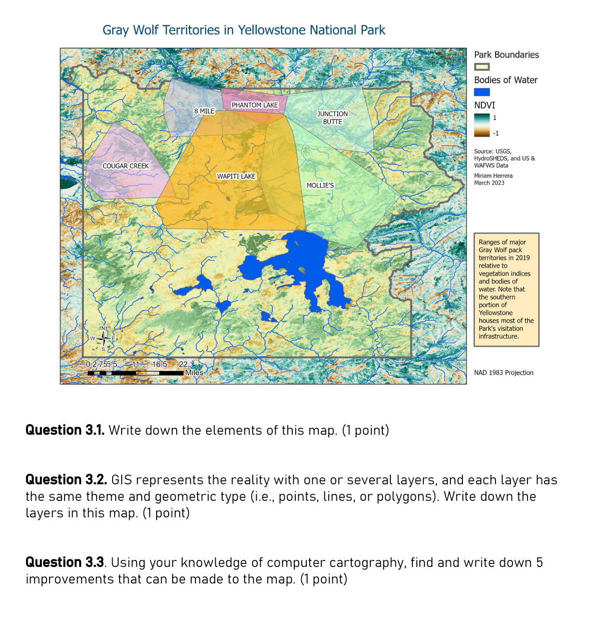 Solved Gray Wolf Territories in Yellowstone National | Chegg.com
