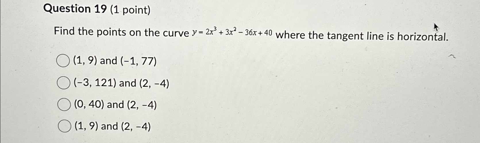 Solved Question 19 (1 ﻿point)Find the points on the curve | Chegg.com