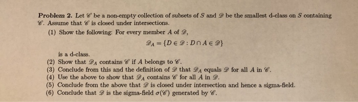 Solved Problem 2. Let 6 be a non-empty collection of subsets | Chegg.com