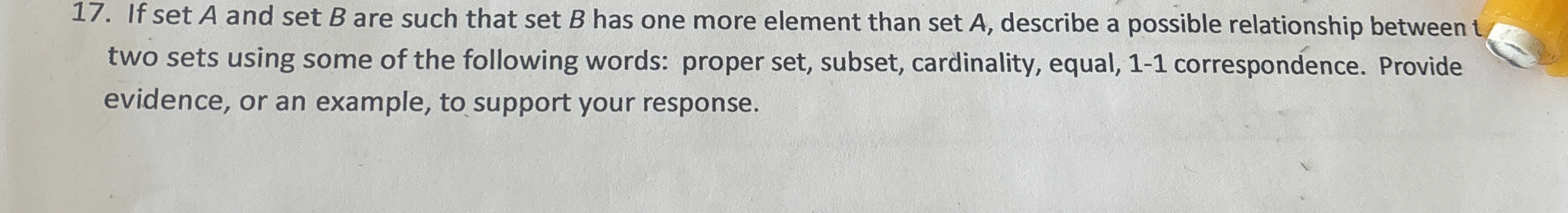 Solved If set A and set B ﻿are such that set B ﻿has one more | Chegg.com