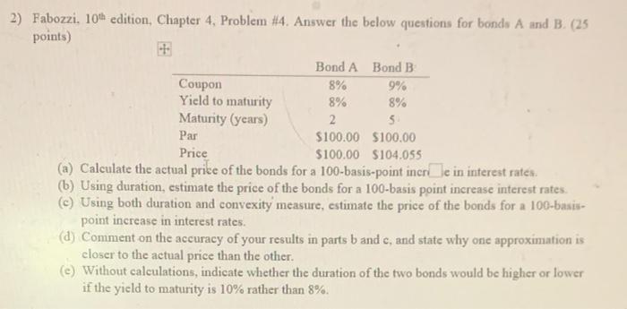 Fabozzi, 10th edition, Chapter 4, Problem H4. Answer | Chegg.com
