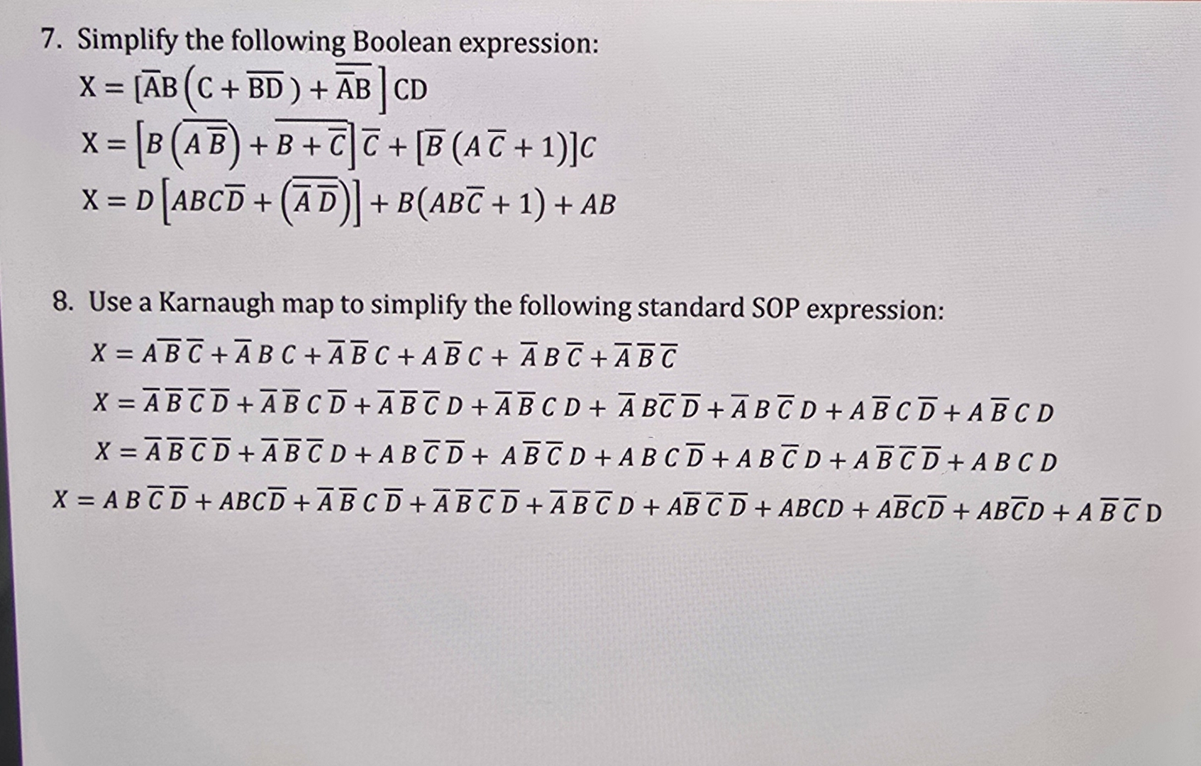 Solved Steps for Simplify the following Boolean | Chegg.com