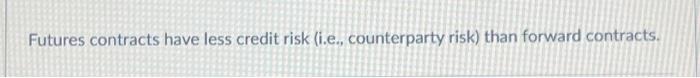 Solved Futures contracts have less credit risk (i.e., | Chegg.com