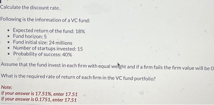 Solved Calculate the discount rate. Following is the | Chegg.com