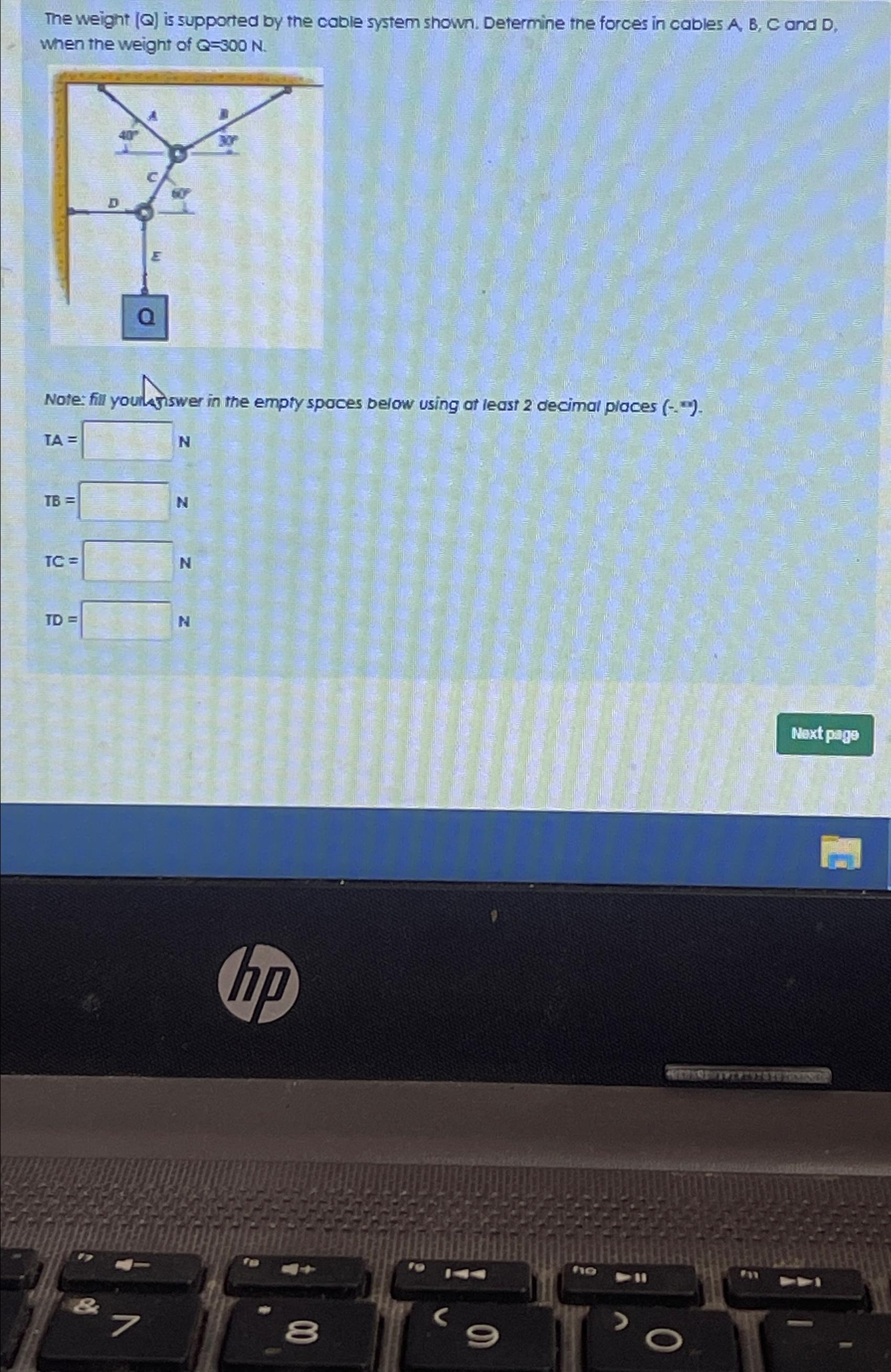 Solved The weight (Q) ﻿is supported by the coble system | Chegg.com