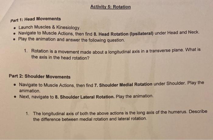 Solved Activity 5: Rotation Part 1: Head Movements . Launch | Chegg.com