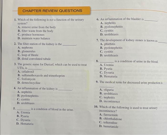 Solved CHAPTER REVIEW QUESTIONS 1. Which of the following is | Chegg.com