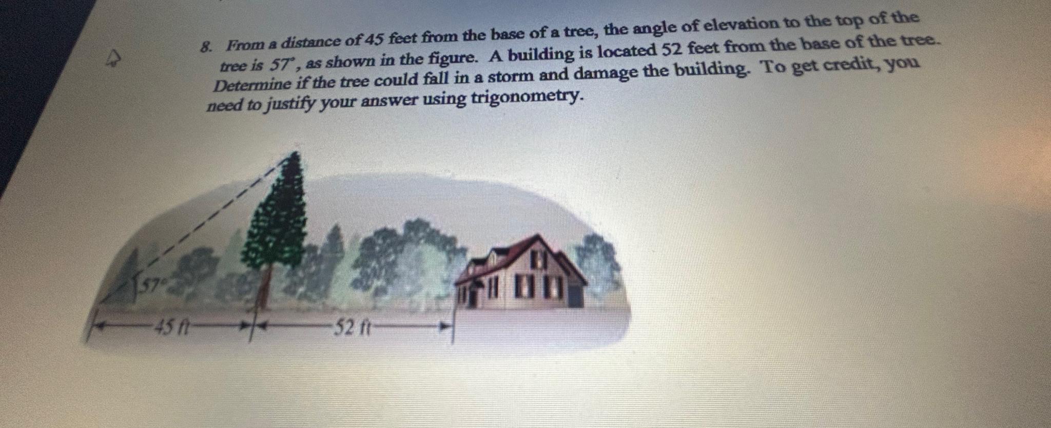 Solved From a distance of 45 ﻿feet from the base of a tree, | Chegg.com