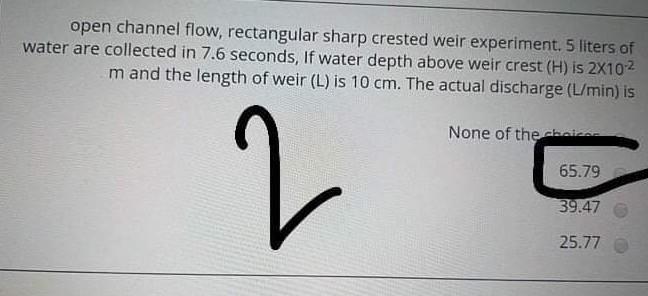 Solved open channel flow, rectangular sharp crested weir | Chegg.com