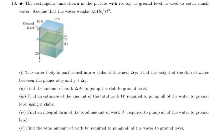 Solved 10. * The rectangular tank shown in the picture with | Chegg.com