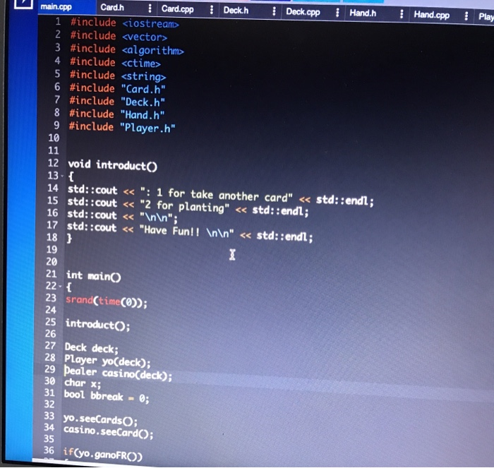 Card.h I Hand.cpp Play Card.cpp Deckh 1 Deck.cpp | Chegg.com