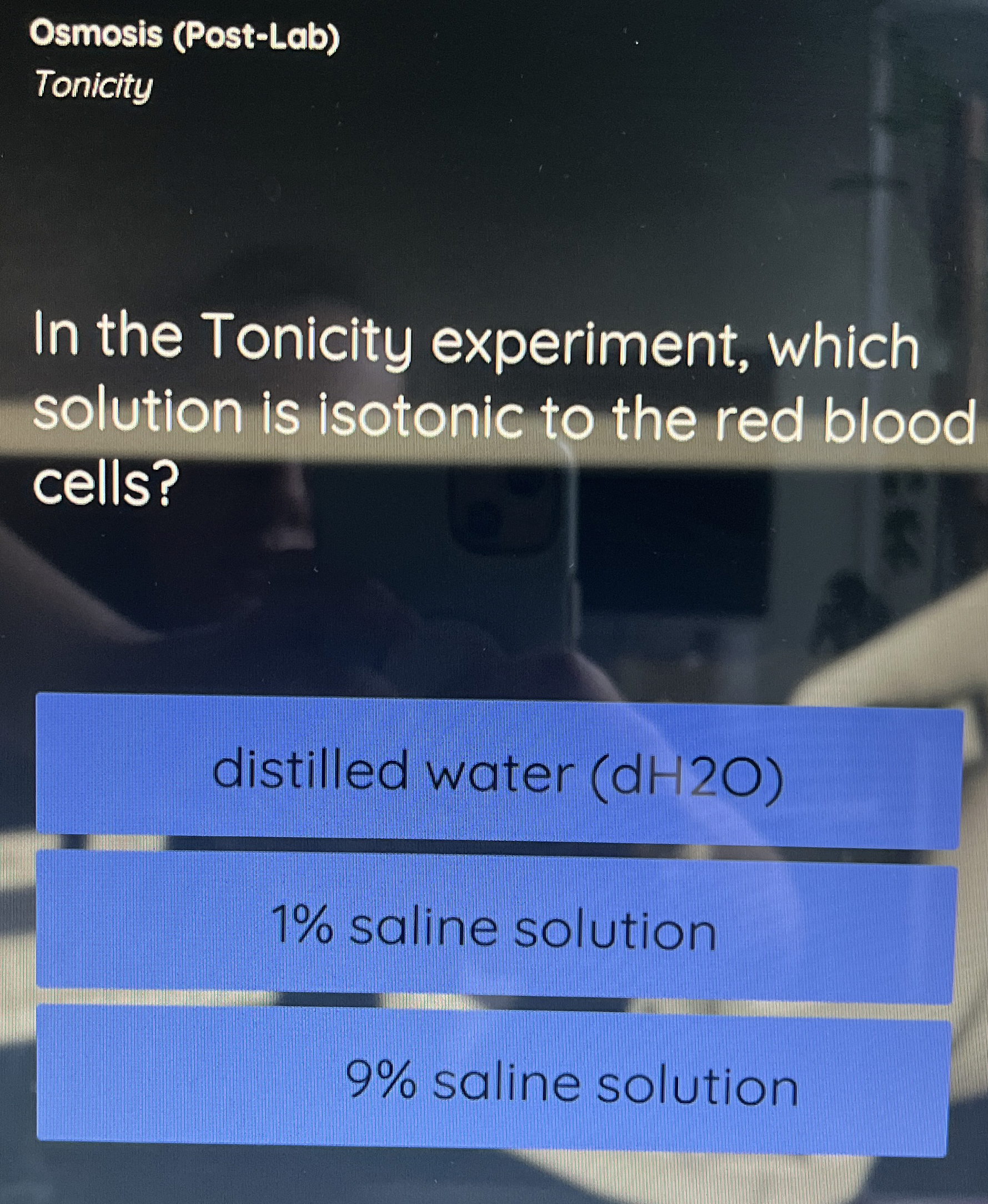 Solved TonicityIn the Tonicity experiment, whichsolution is | Chegg.com