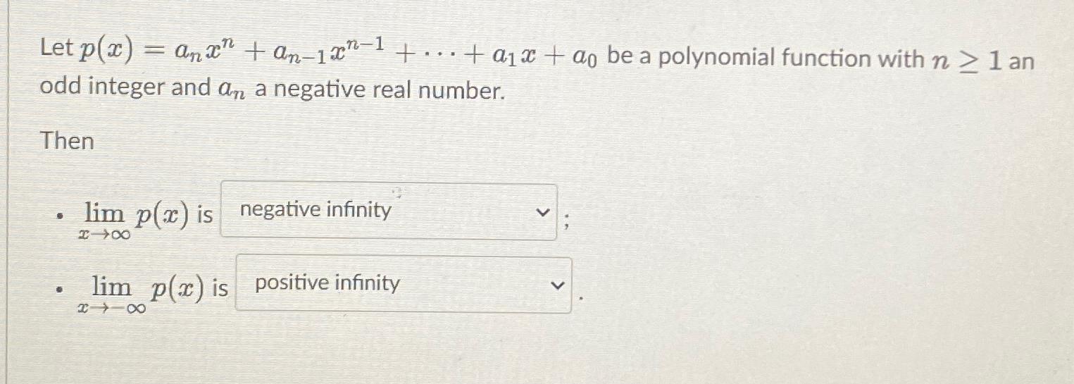 Solved Let p(x)=anxn+an-1xn-1+cdots+a1x+a0 ﻿be a polynomial | Chegg.com