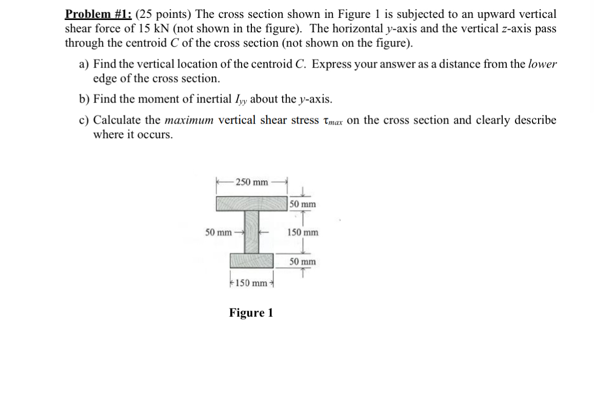 Solved Problem #1: (25 ﻿points) ﻿The cross section shown in | Chegg.com
