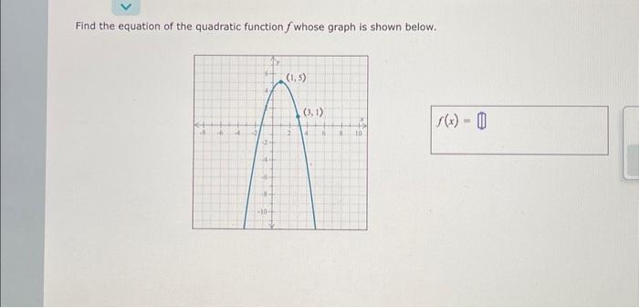 Solved Find the equation of the quadratic function f whose | Chegg.com