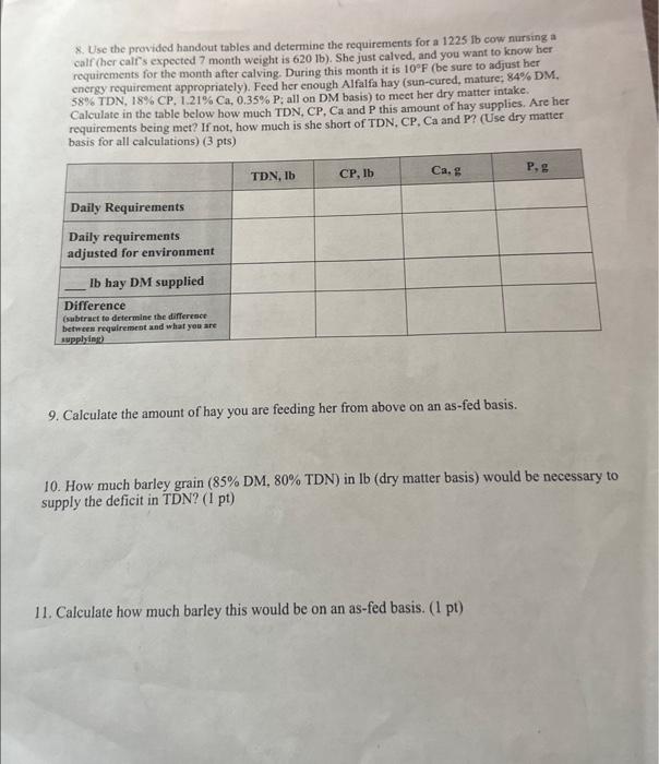 Solved 8. Use the provided handout tables and determine the | Chegg.com