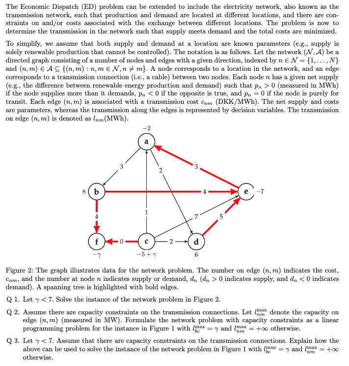Solved The Economic Dispatch (ED) ﻿problem can be ﻿extended | Chegg.com