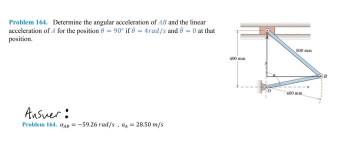 Solved Problem 164. Determine the angular acceleration of AB | Chegg.com