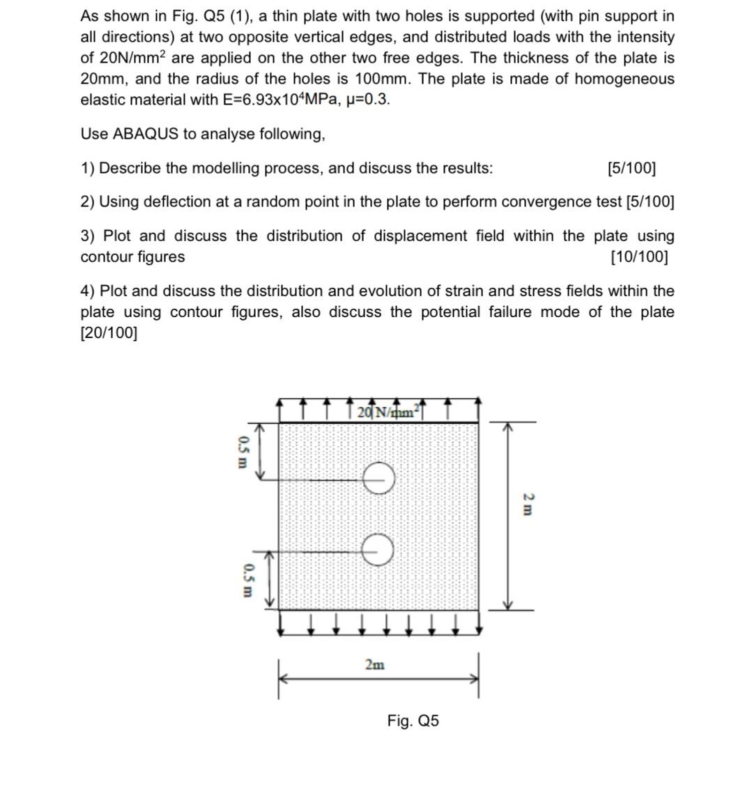 Solved As shown in Fig. Q5 (1), ﻿a thin plate with two holes | Chegg.com