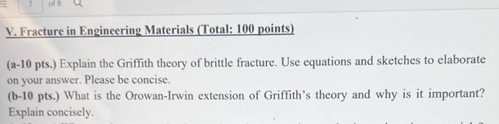 Solved (a-10 pts.) Explain the Griffith theory of brittle | Chegg.com