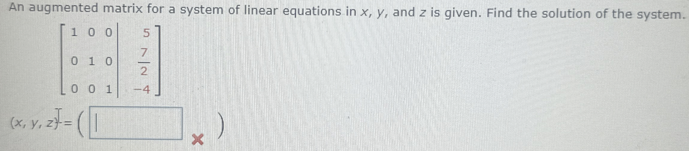 Solved An augmented matrix for a system of linear equations | Chegg.com