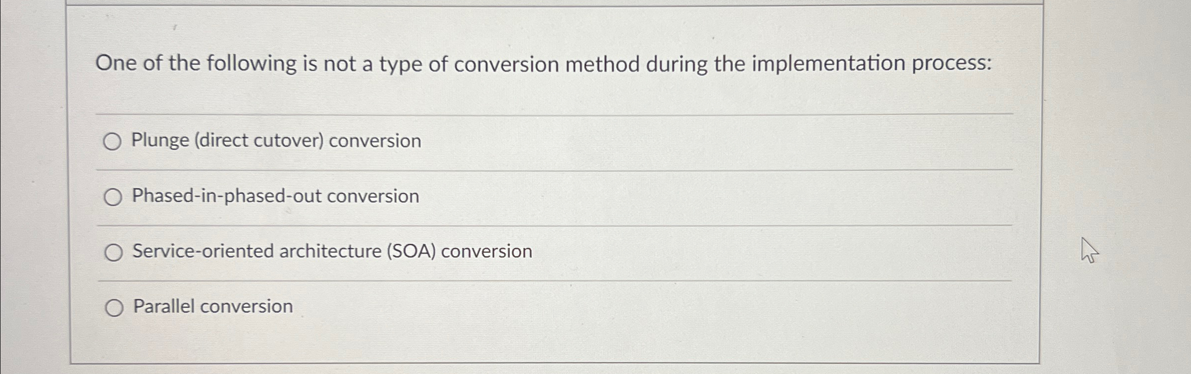Solved One of the following is not a type of conversion | Chegg.com