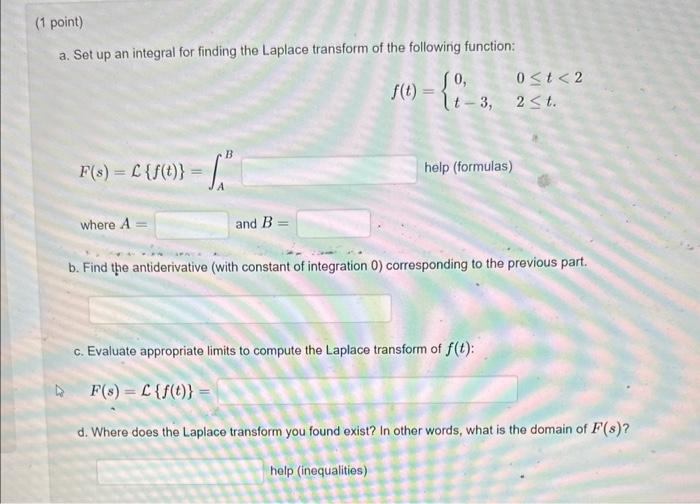 Solved a. Set up an integral for finding the Laplace | Chegg.com