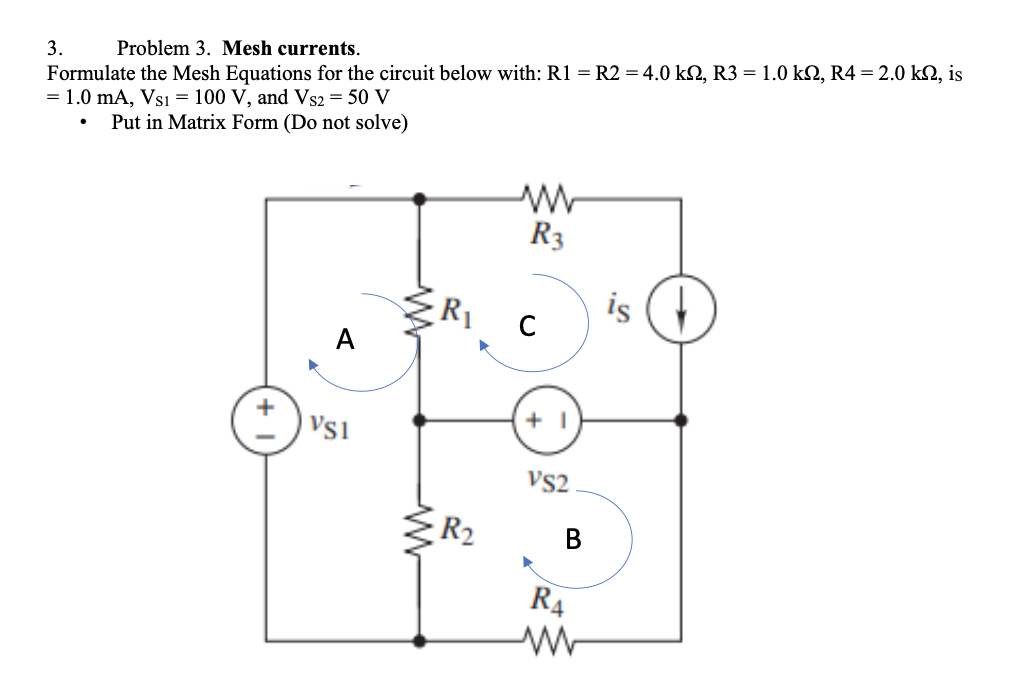 Solved Problem 3. ﻿Mesh currents.Formulate the Mesh | Chegg.com