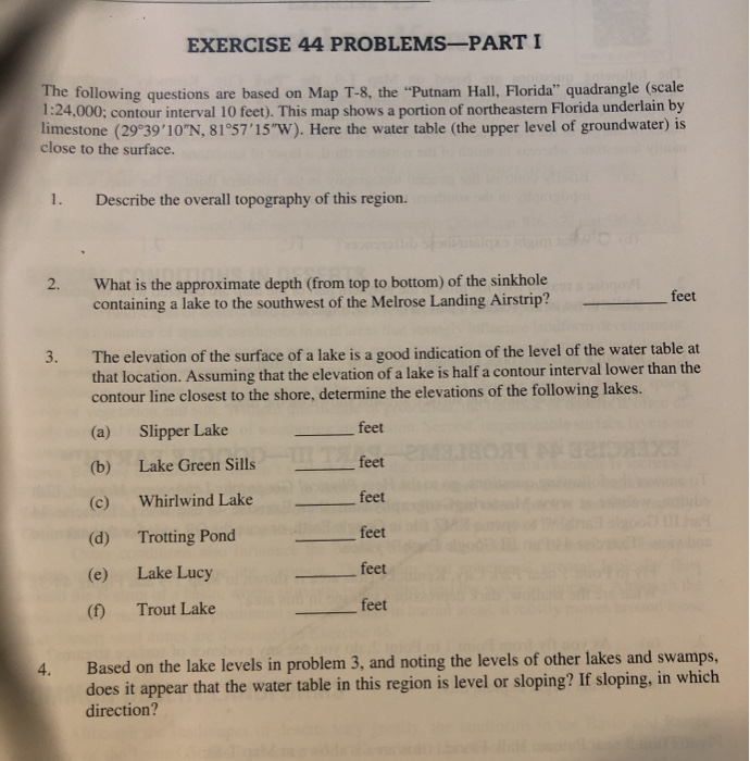 EXERCISE 44 PROBLEMSPART I The following questions | Chegg.com