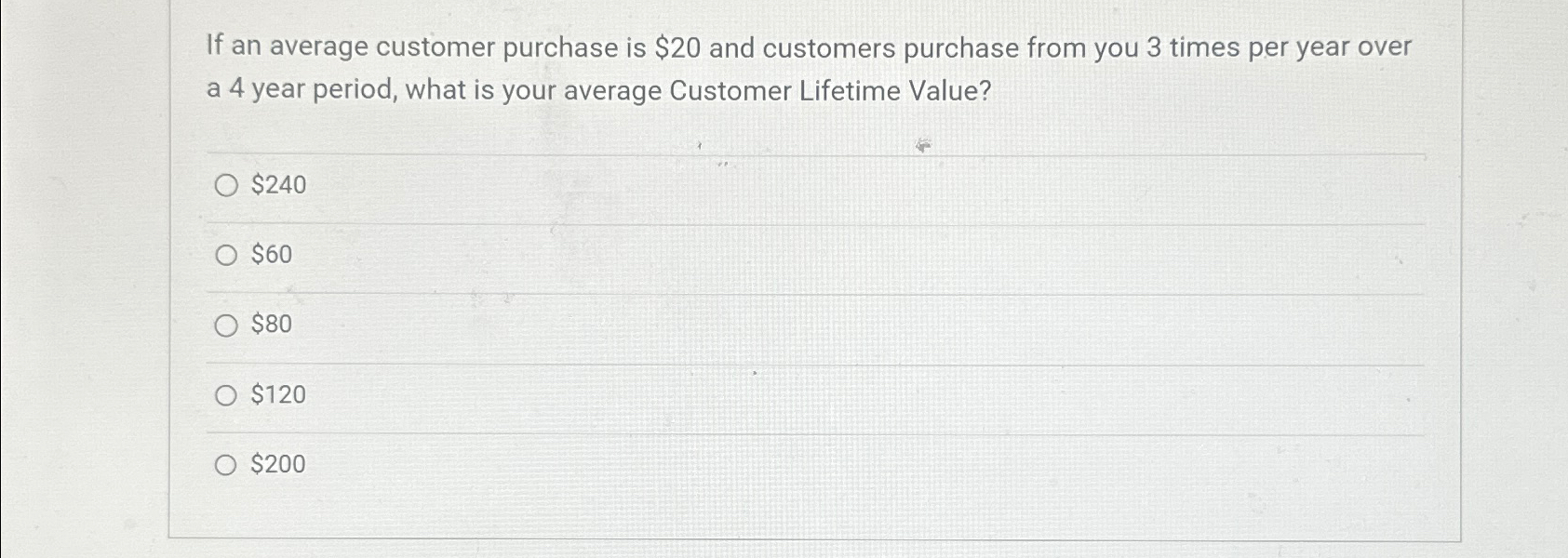 Solved If an average customer purchase is $20 ﻿and customers | Chegg.com