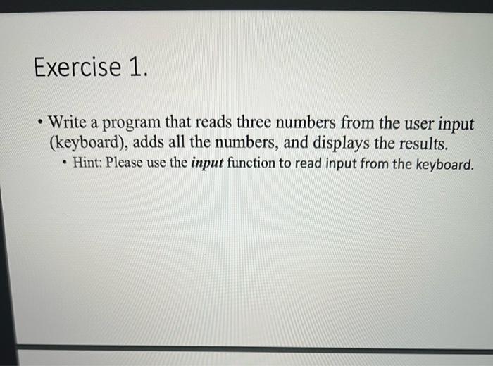 Solved - Write a program that reads three numbers from the | Chegg.com