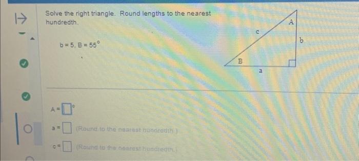 Solved Solve the right triangle. Round lengths to the | Chegg.com