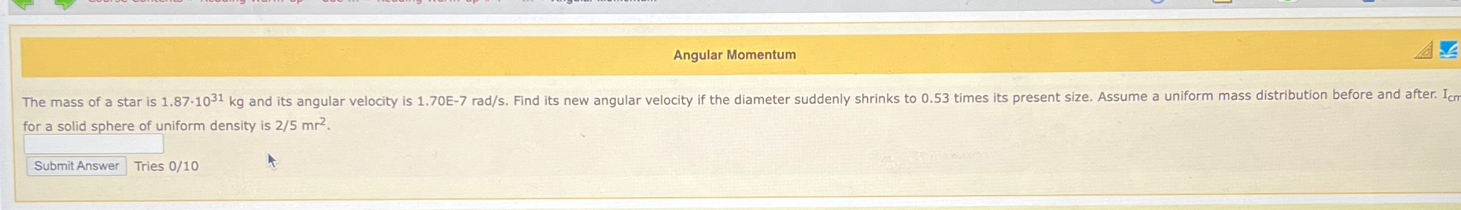 Solved Angular Momentum for a solid sphere of uniform | Chegg.com
