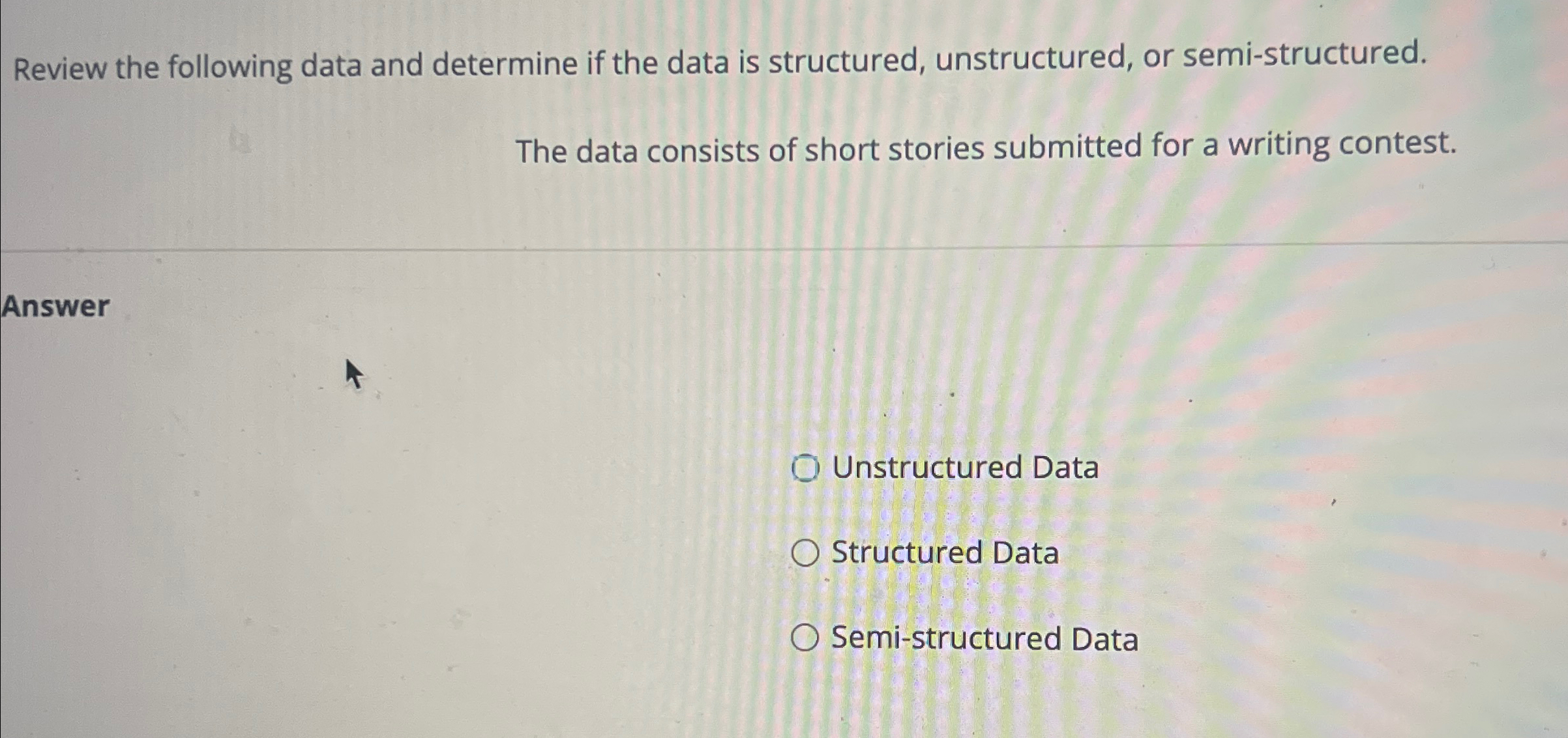Solved Review the following data and determine if the data | Chegg.com
