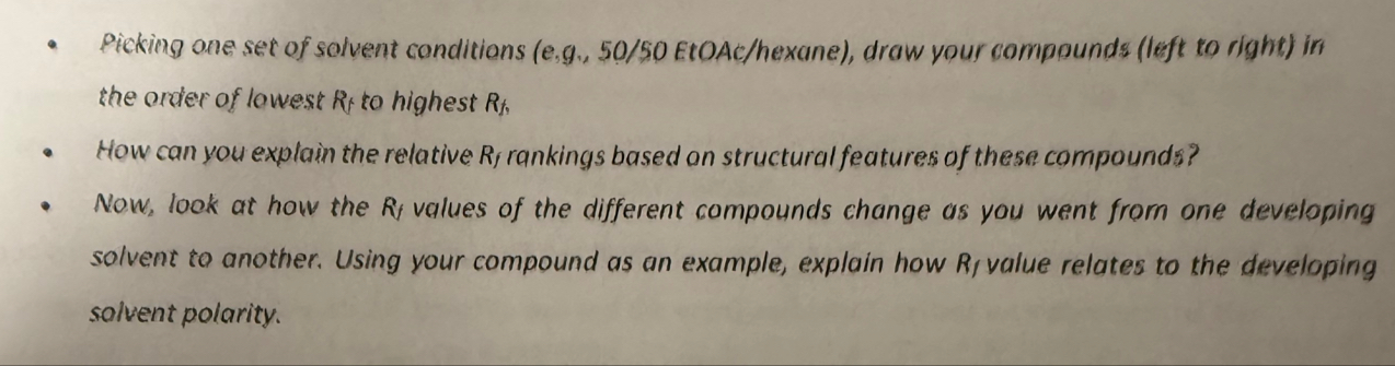 Solved Picking one set of solvent conditions (e,g.,50/50 | Chegg.com