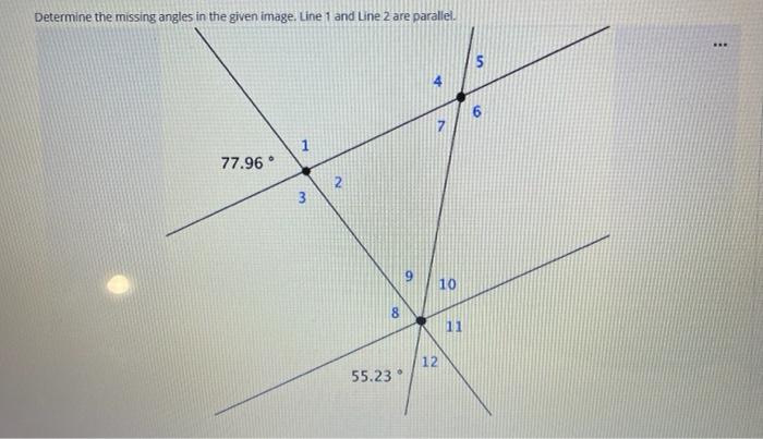 Solved Determine the missing angles in the given image. Line | Chegg.com