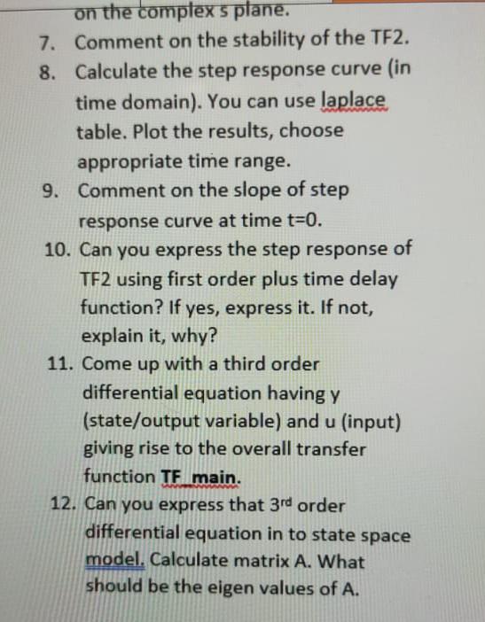 Solved Consider the following third order transfer function: | Chegg.com