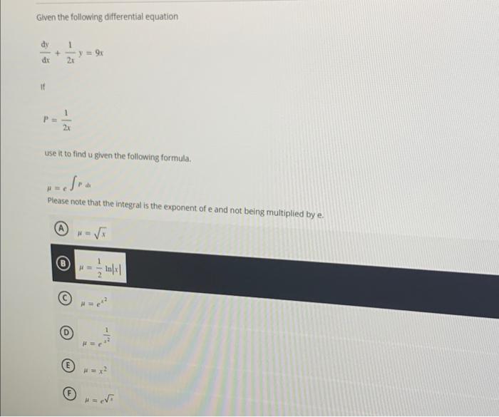 Solved Given the following differential equation | Chegg.com