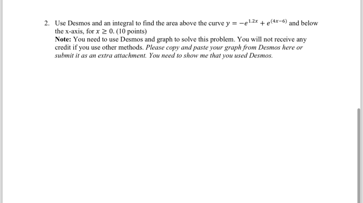 Solved Use Desmos and an integral!!!!! to find the area | Chegg.com