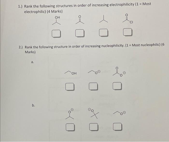 Solved 1.) Rank the following structures in order of | Chegg.com