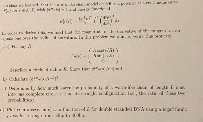 Solved In class we learned, that the worm-like chain model | Chegg.com
