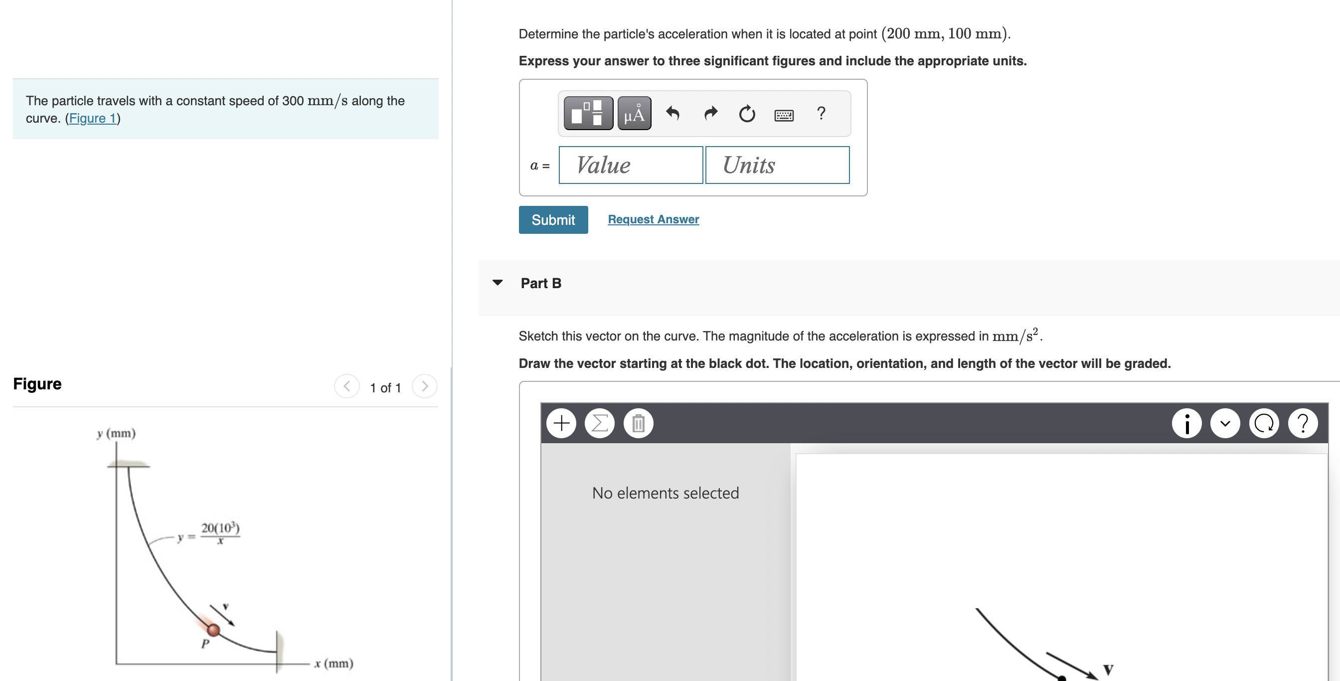 Solved 200mm,100mm 300mms ﻿along thecurve. (Figure 1)Request | Chegg.com