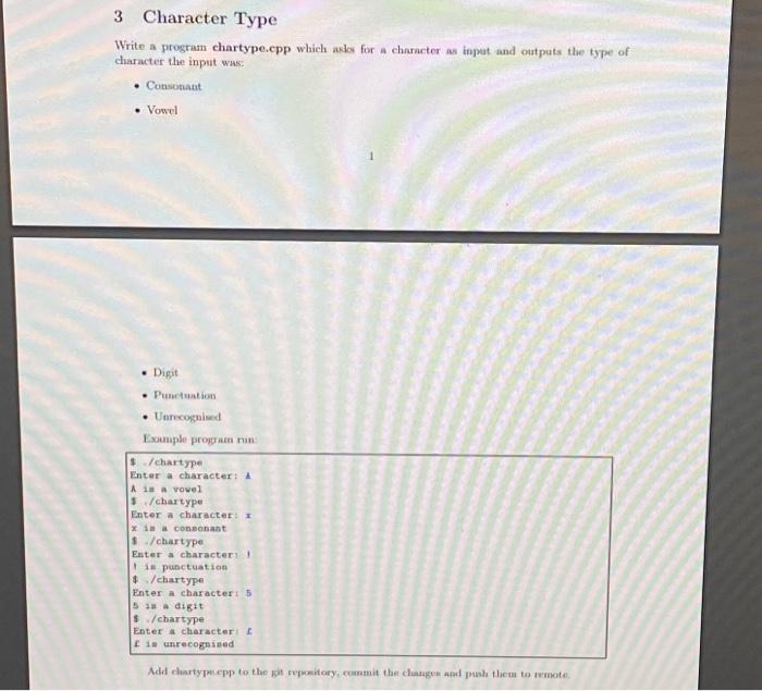 Solved 3 Character Type Write a program chartype.cpp which | Chegg.com