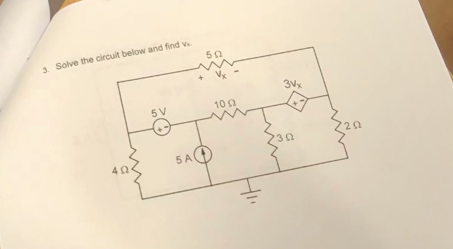 Solved Solve the circuit below and find vx. | Chegg.com