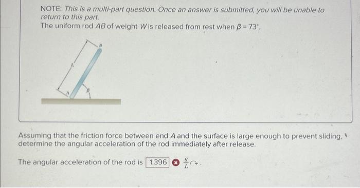 Solved please find angular acceleration of the rod, normal | Chegg.com
