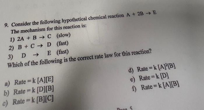 Solved 9. Consider the following hypothetical chemical | Chegg.com