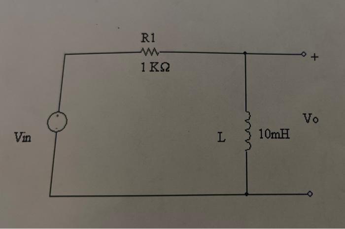 Solved Calculate Vo if Vin = 5cos(2pif) V, f = 1 kHz, R1 = 1 | Chegg.com