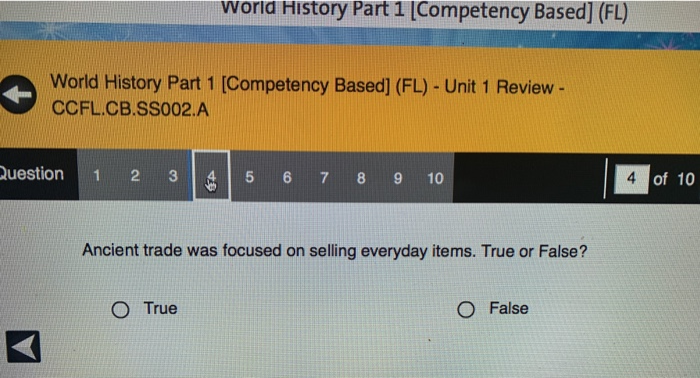 Solved World History Part 1 [Competency Based) (FL) - Unit 1 | Chegg.com